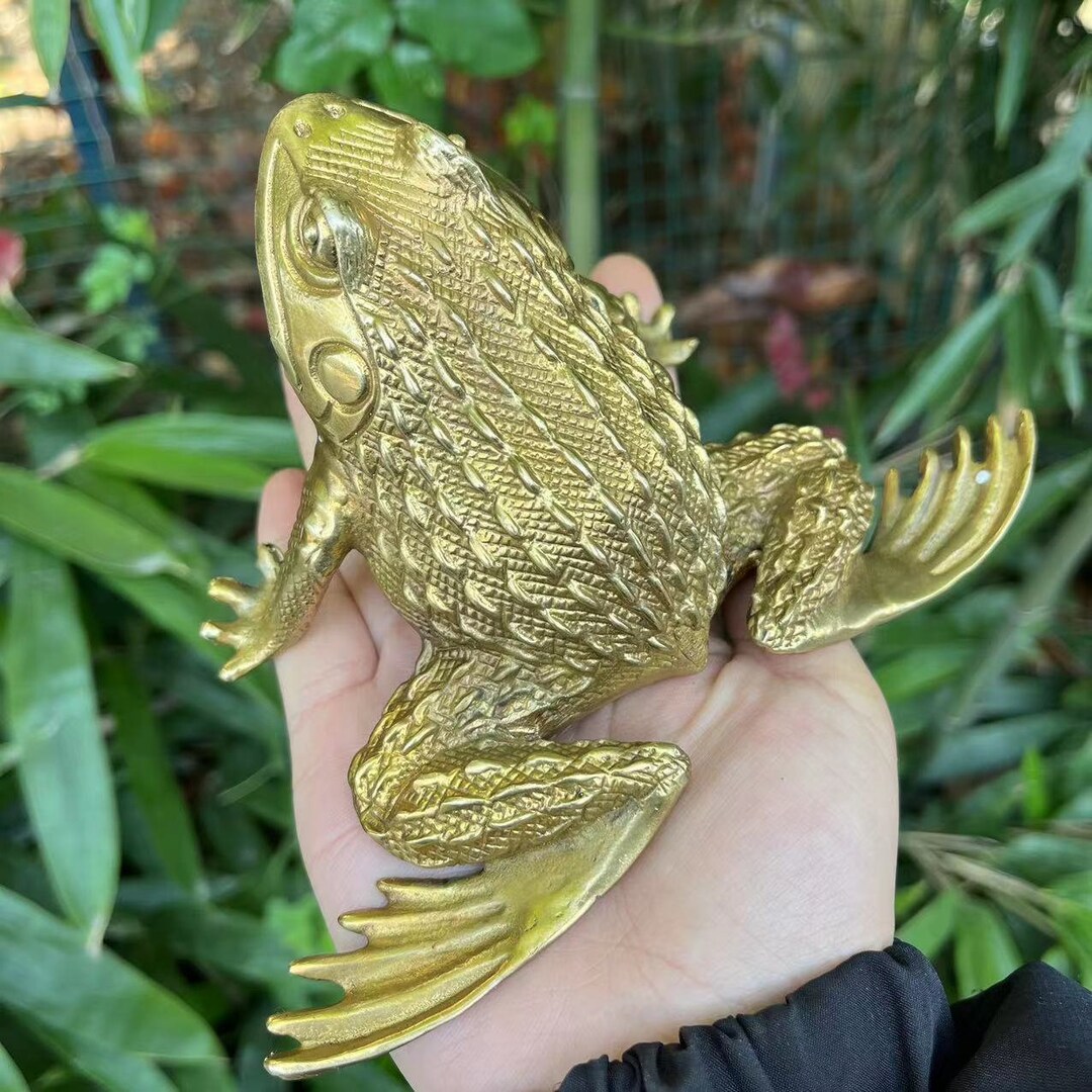 Brass Copper Frog Statue, Wealth Lucky Copper Decorative Frog Ornament ...
