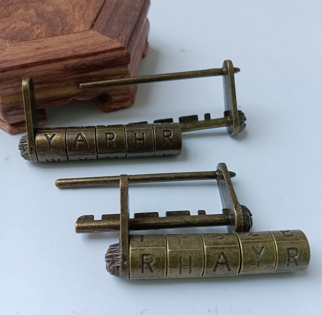 1pic Retro Brass Exquisite Combination Lock Decor Lucky Gift,mini Lock ...