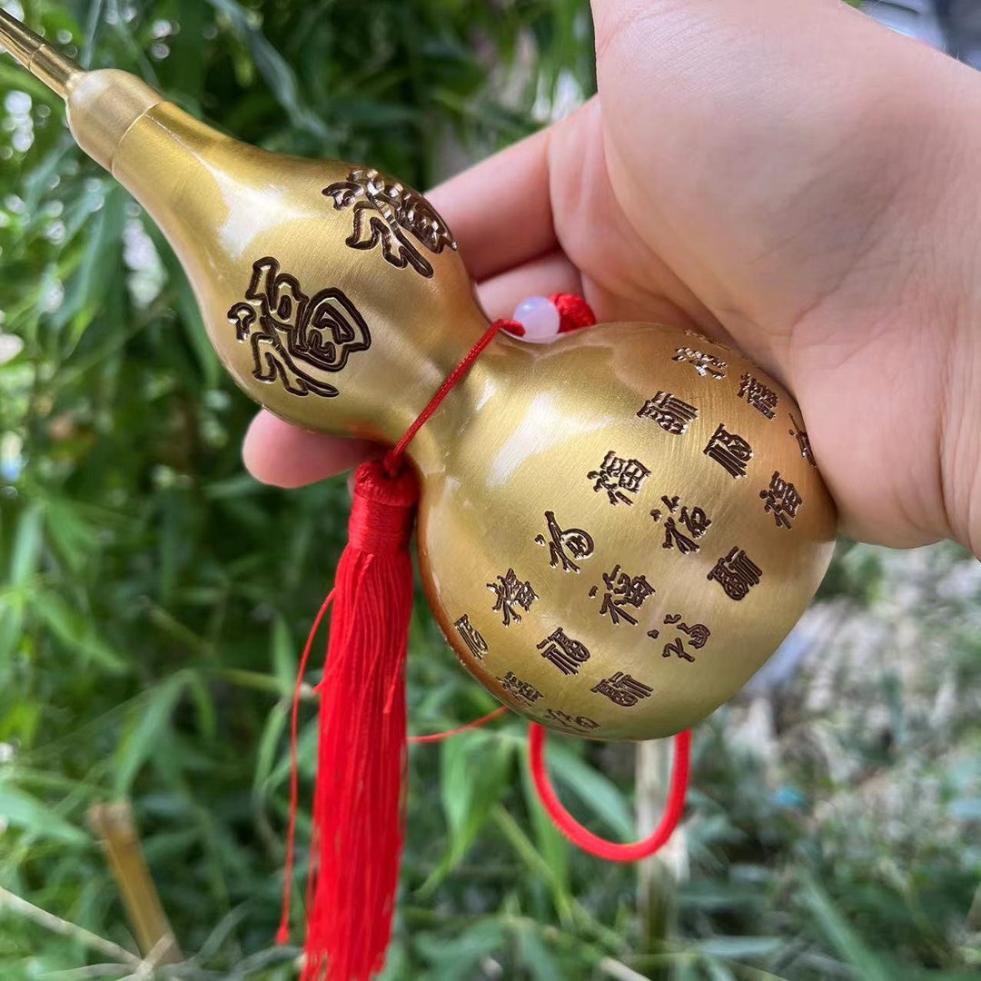 Lucky Home Feng Shui Copper Gourd Brass Gourd Statue Vintage Bronze ...