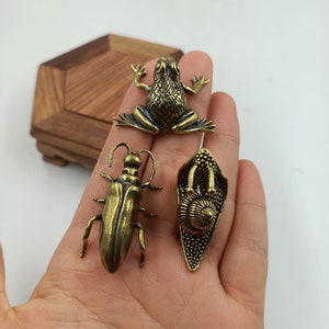 Set of 3 Brass Beetle Insect Statue, Solid Brass Copper Decorative ...
