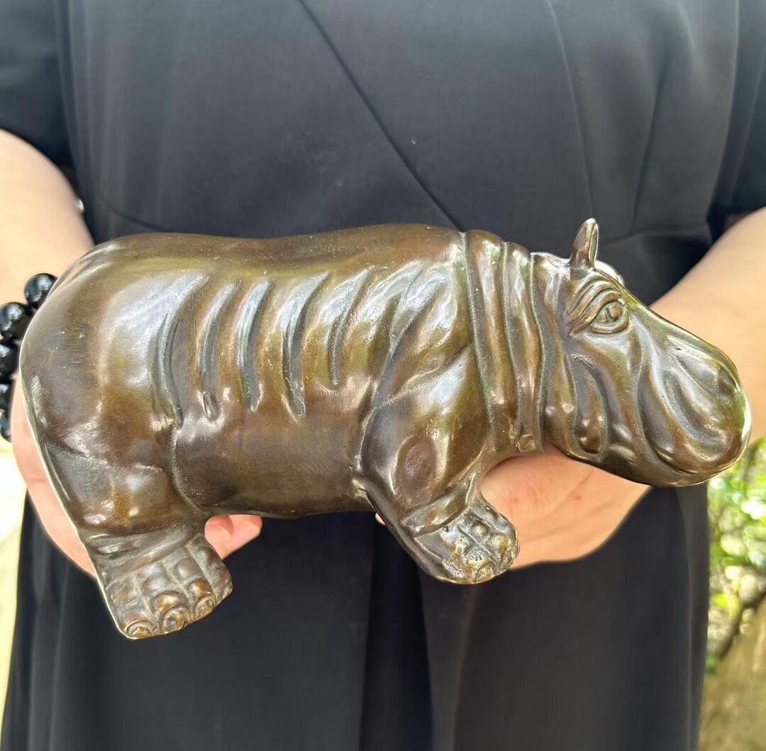 Fine Sculpture Hippo Chubby Hippo Figurine Statue Copper Casting ...