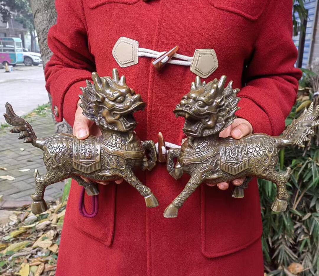 Ancient Copper Gilt Fengshui Animal Pixiu Beast Wealth Bixie Statue ...