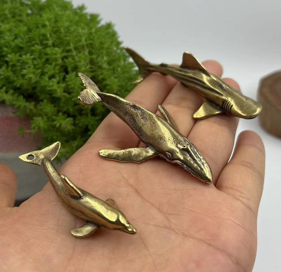 Get 3pcs Different Solid Brass Mini Sea Animals Sculpture Statue ...
