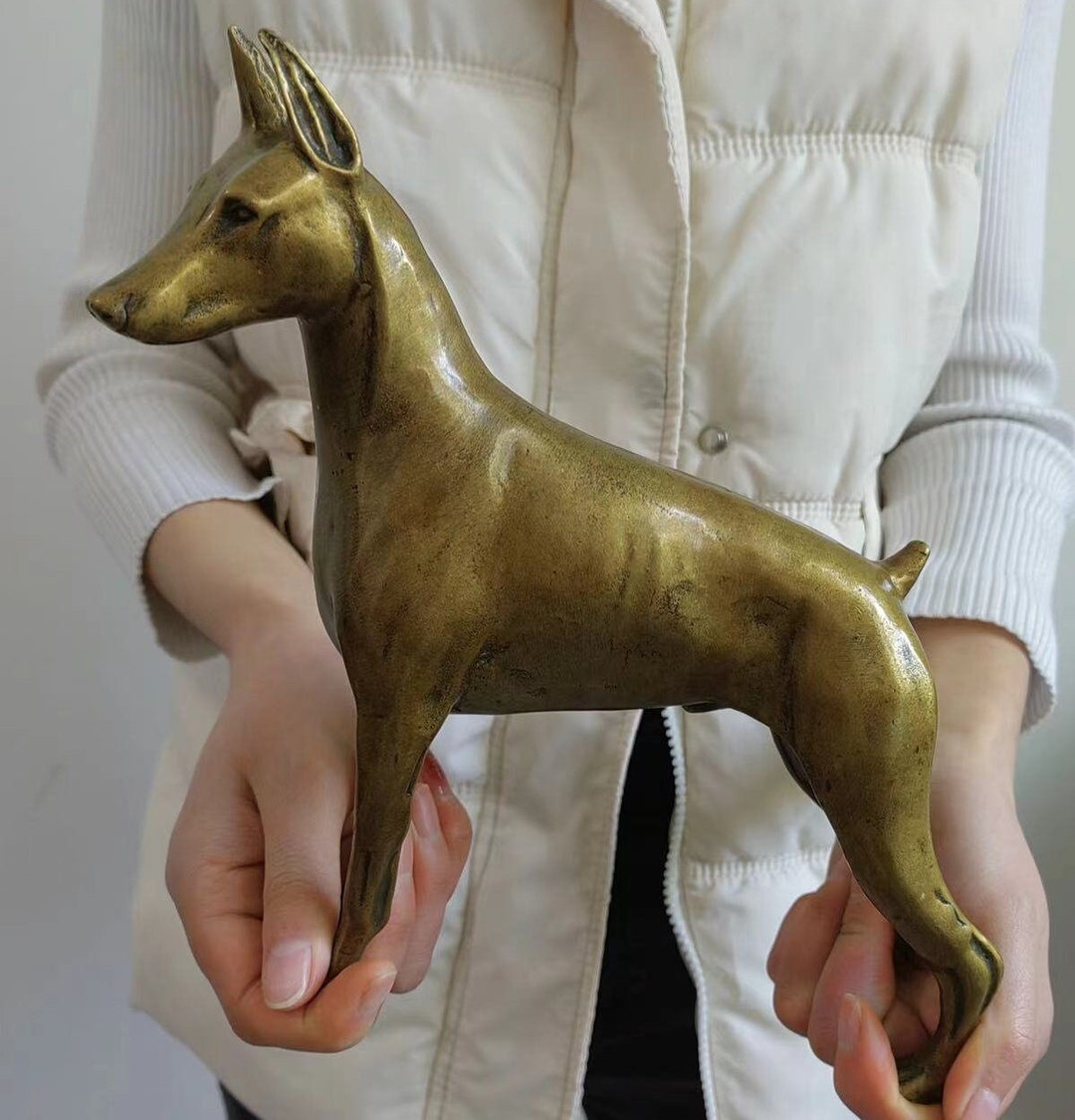 Vintage Copper Brass Dog Whippet or Greyhound, Brass Cute Exquisite ...