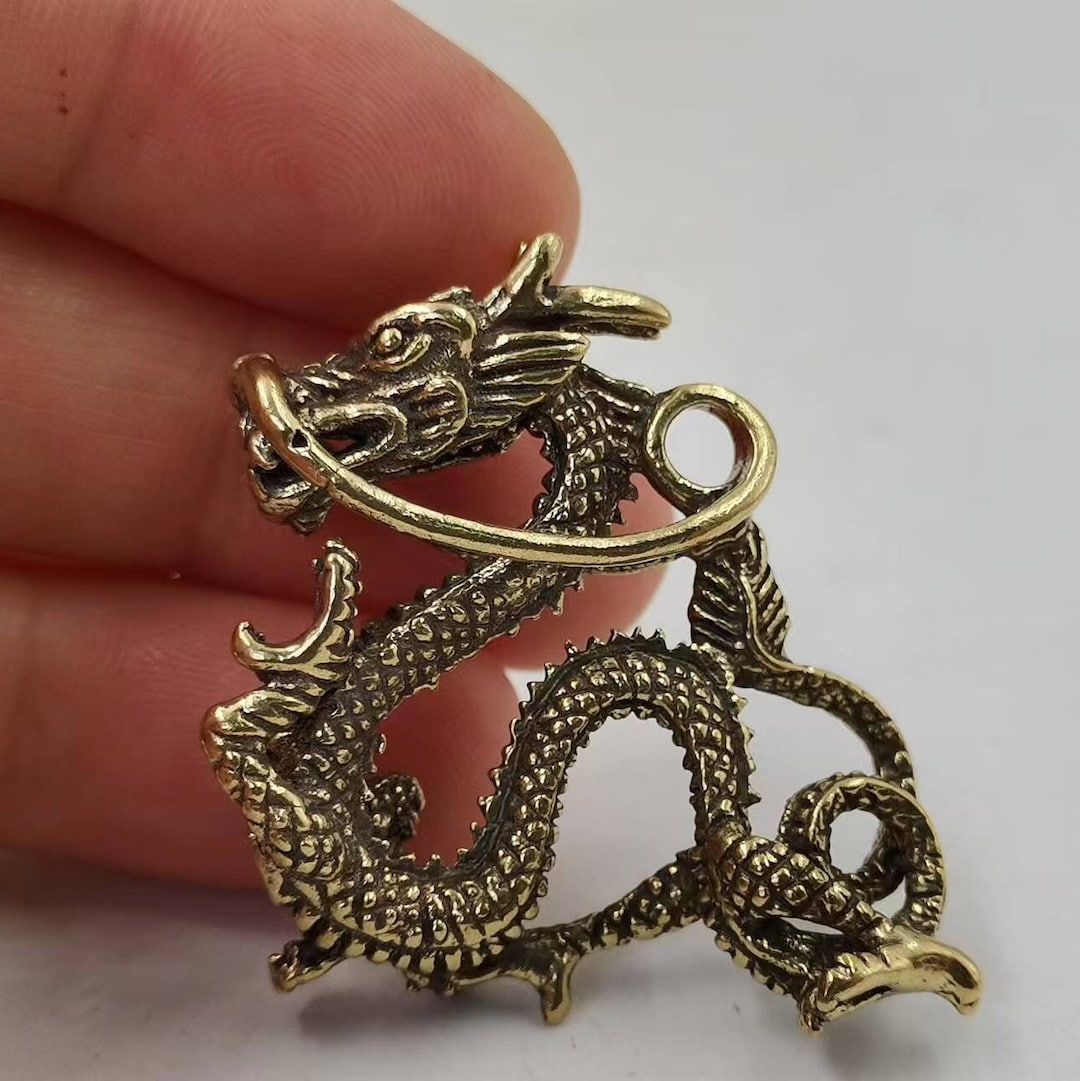 2pcs Fine Brass Feng Shui Dragon Statue Pendants,lucky and Success ...