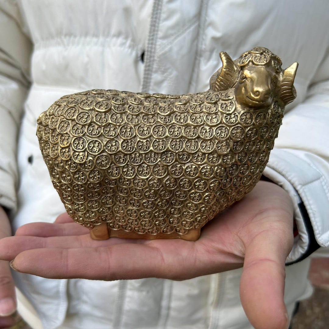Lucky Sheep Bronze Statue Fortune Office Feng Shui Decor Gift PA080 - Etsy