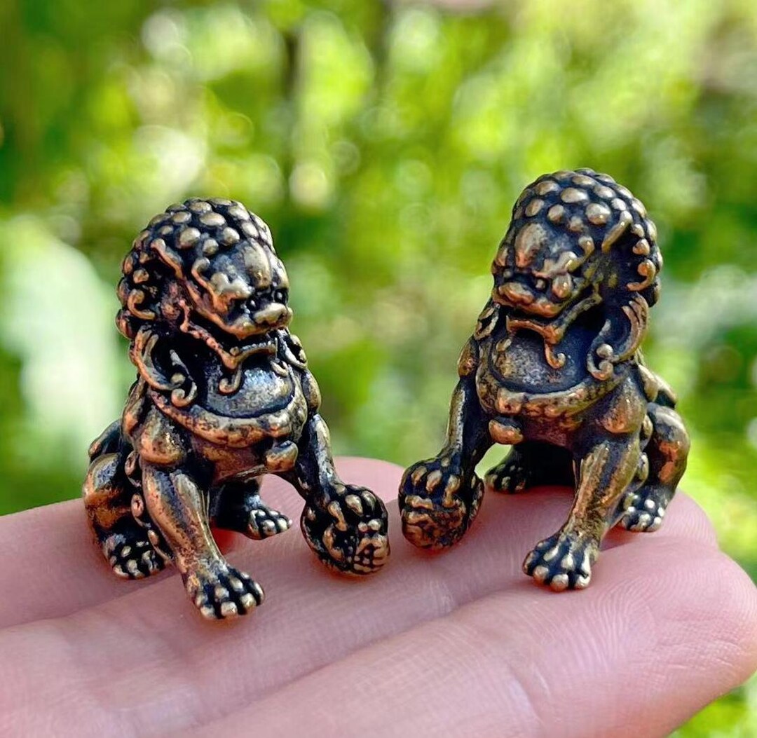 A Pair Mini Classic Copper Lion Foo Dog Lion Sculpture ,artwork ...
