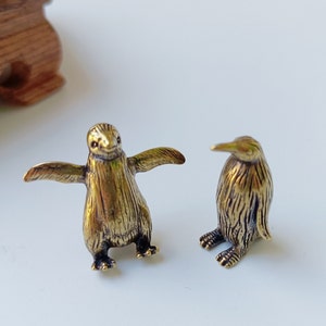 Get 2 Mini Fine Brass Penguin Statues,cute Polar Animal Statue,art ...
