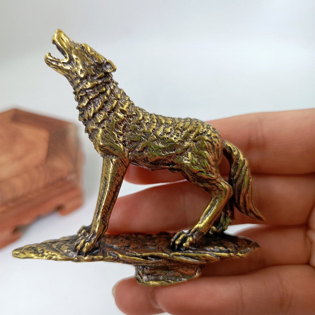 Good Luck Copper Brass Cute Mini Howls Wolf Figurine Statuelovely Wolf ...