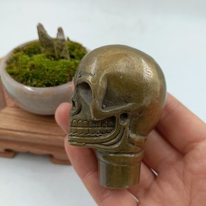 ZF3711 Walking Stick Cane Human Skull Head Brass Cane Handle for ...