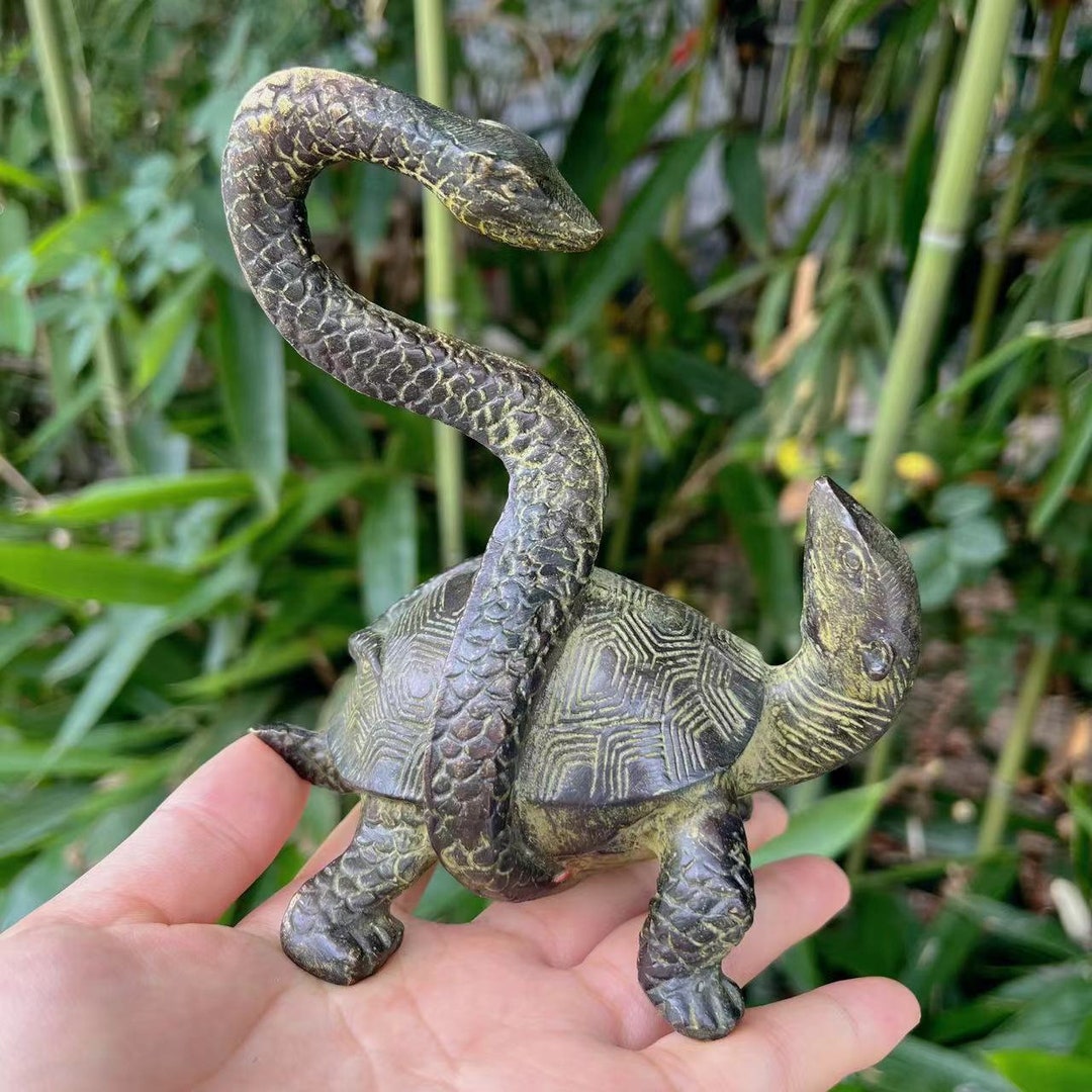 Copper Feng Shui Dragon Turtle Divine Beast Lucky Sculpture Tank Decor ...