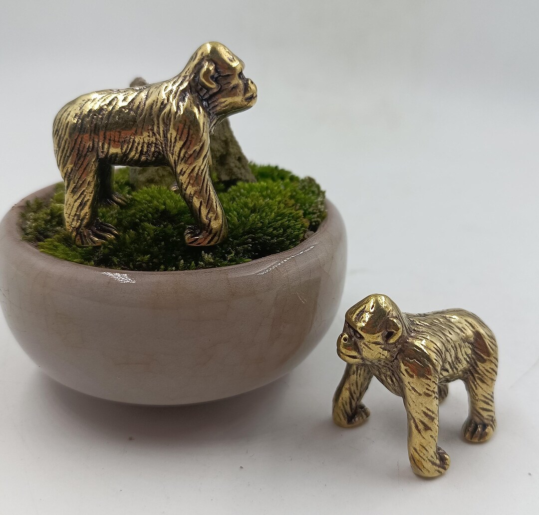 2 Pcs Brass Copper Monkey Ornament,lovely Orangutan Statues,doll ...