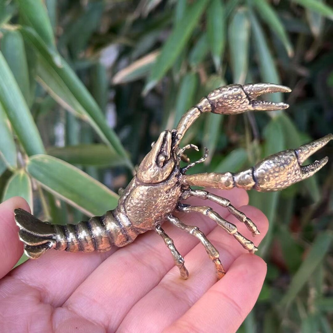 Copper Shrimp Figure Japanese Antique Vintage Patinated Metal Sea ...