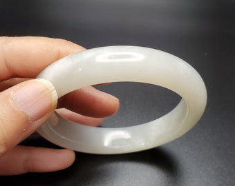 White Jade Bangle - Etsy