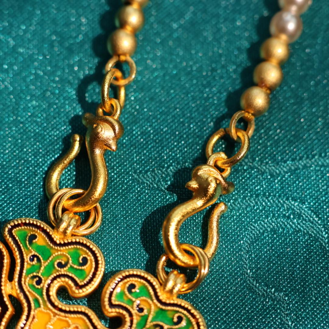 Traditional Chinese Longevity Lock Pendant With Faux Pearl Necklace - Etsy