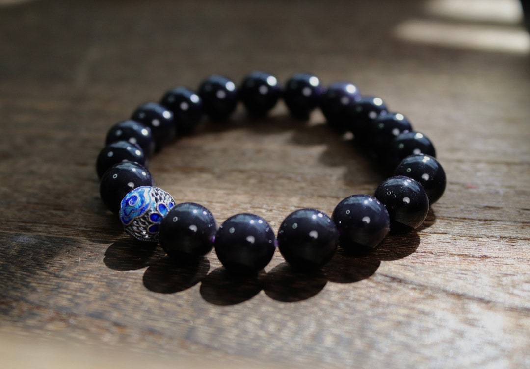 Imperial Purple Nephrite Jade 10mm Bracelet With S925 Silver Enamel ...