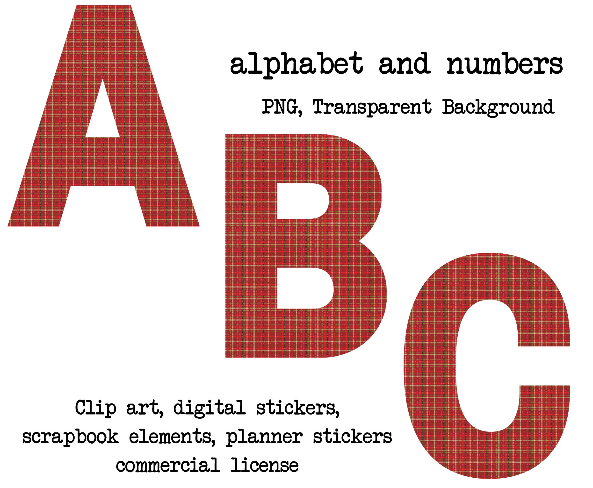 Alphabet Clipart Set, Digital Stickers, Christmas Clipart, Digital ...
