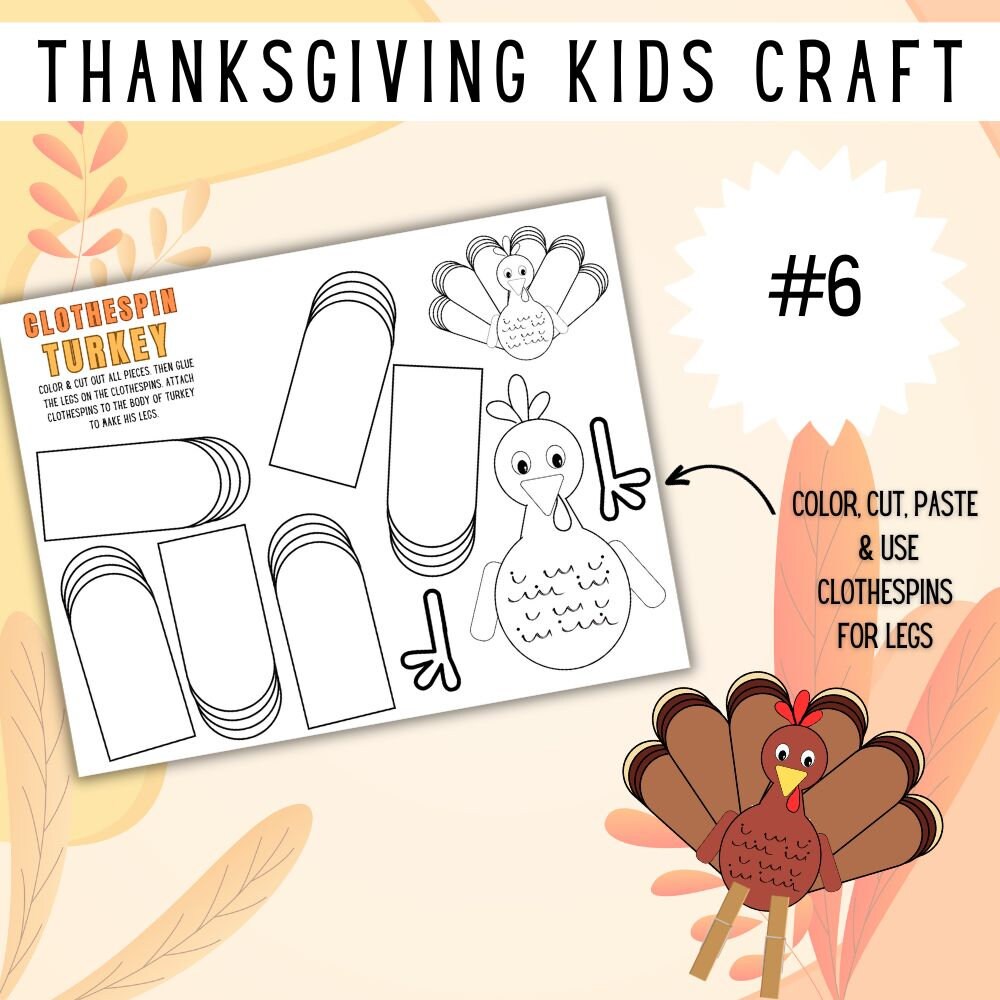 Thanksgiving Crafts for Gifts, Coloring Pages, Thanksgiving Bundle, Kid ...