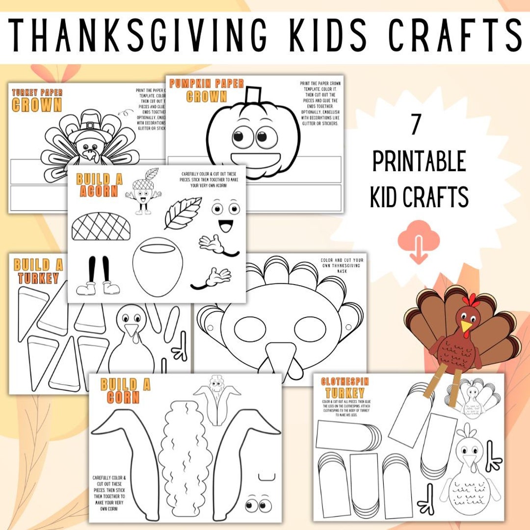 Thanksgiving Crafts for Gifts, Coloring Pages, Thanksgiving Bundle, Kid ...
