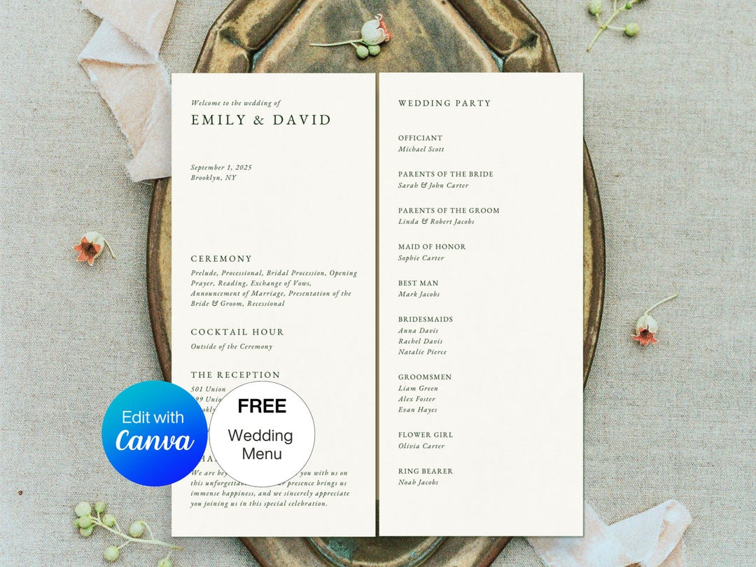 Wedding Program Template, Wedding Timeline, Order of Service, Wedding ...