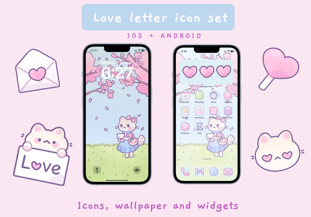 Love Letter Icon Pack | Phone Theme | Cute Wallpapers | Ios & Android ...