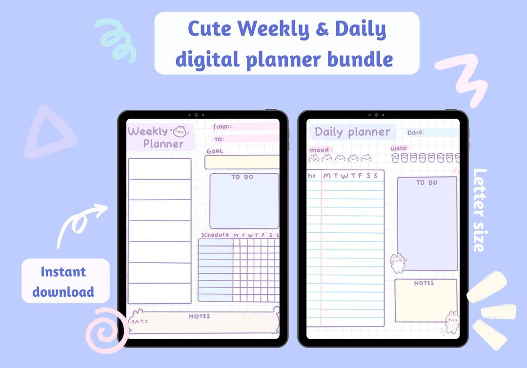 Cute Daily & Weekly Planner | Printable Stationery | Instant Download ...