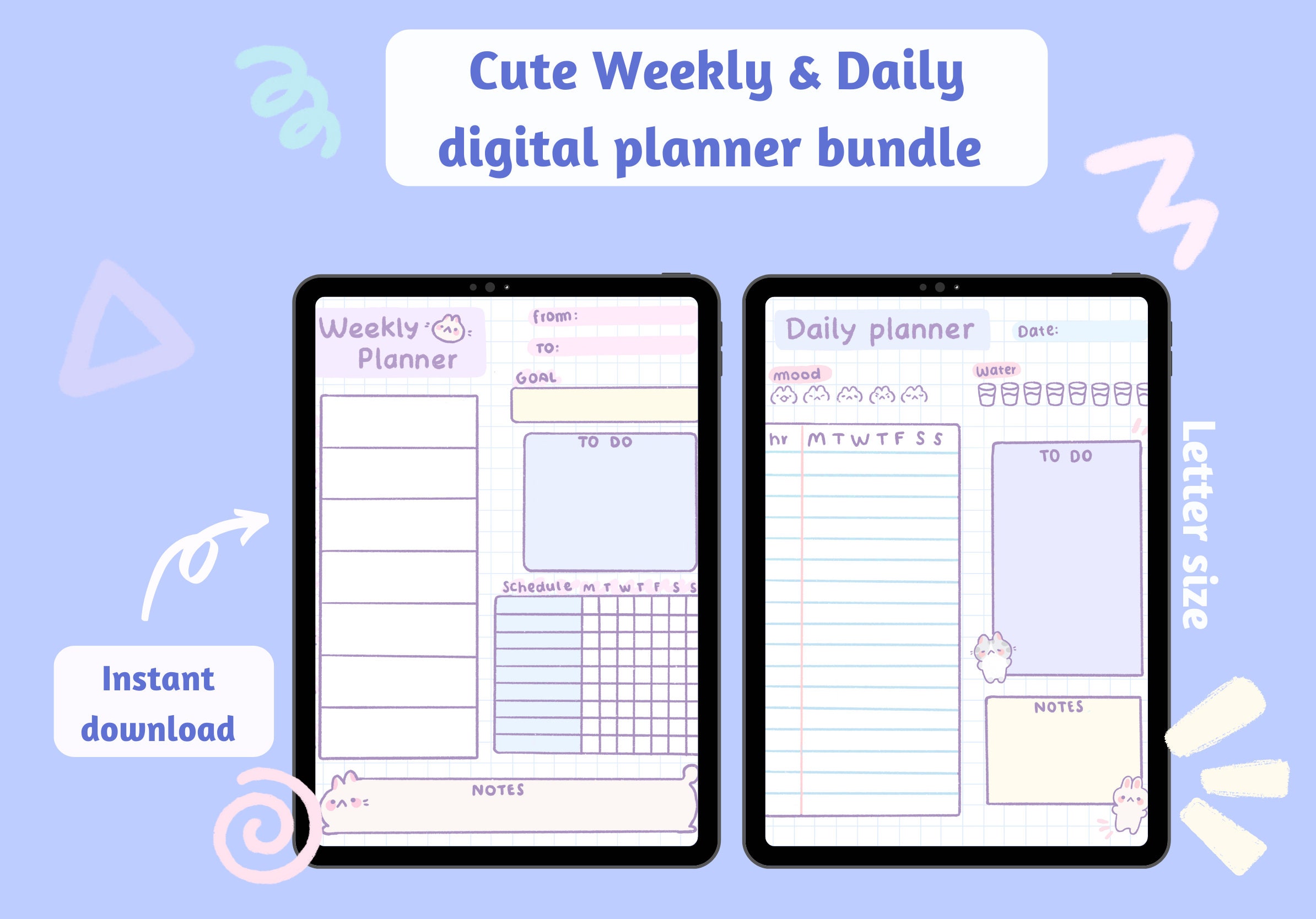 Cute Daily & Weekly Planner | Printable Stationery | Instant Download ...