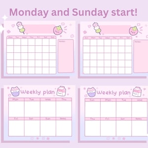 Cute Digital Strawberry Set | Open Calendar | Weekly Planner | Memo ...