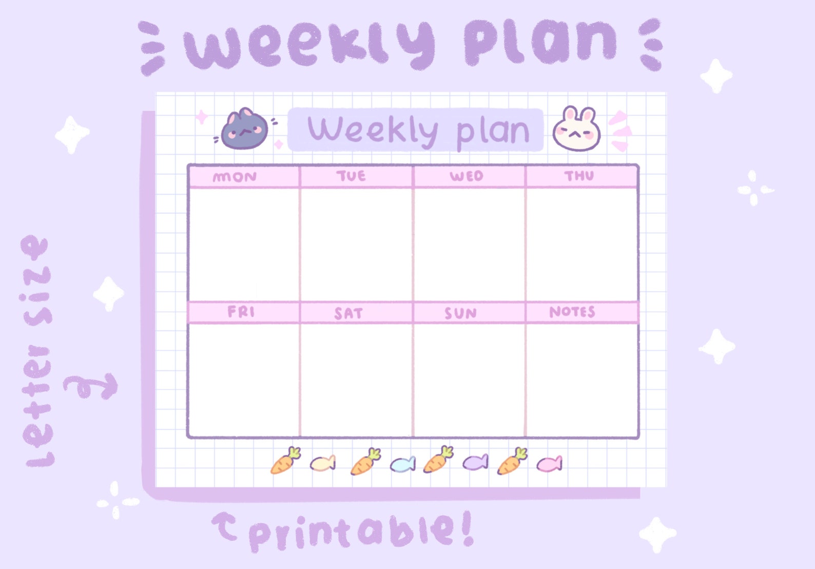 Cute Weekly Planner | Printable Stationery | Instant Download | - Etsy