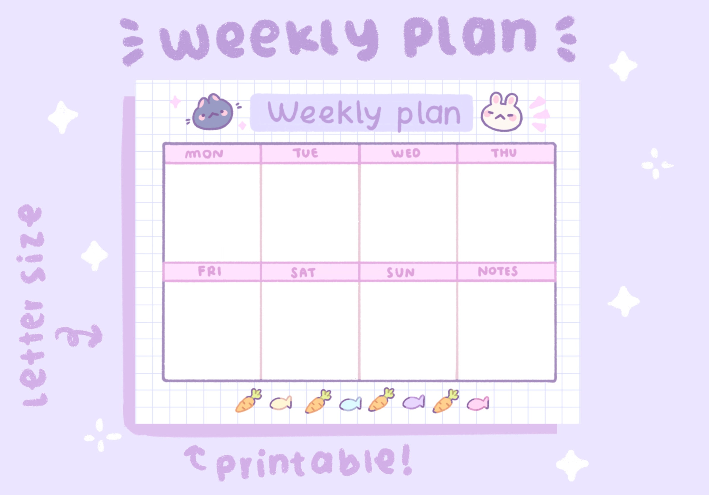 Cute Weekly Planner | Printable Stationery | Instant Download | - Etsy