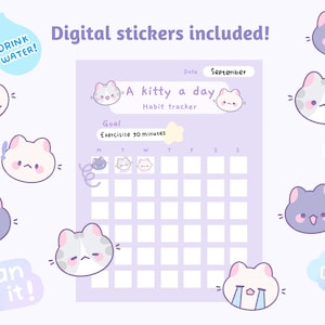 Cute Digital Habit Tracker | Mood Tracker | Digital Stickers | Cute ...