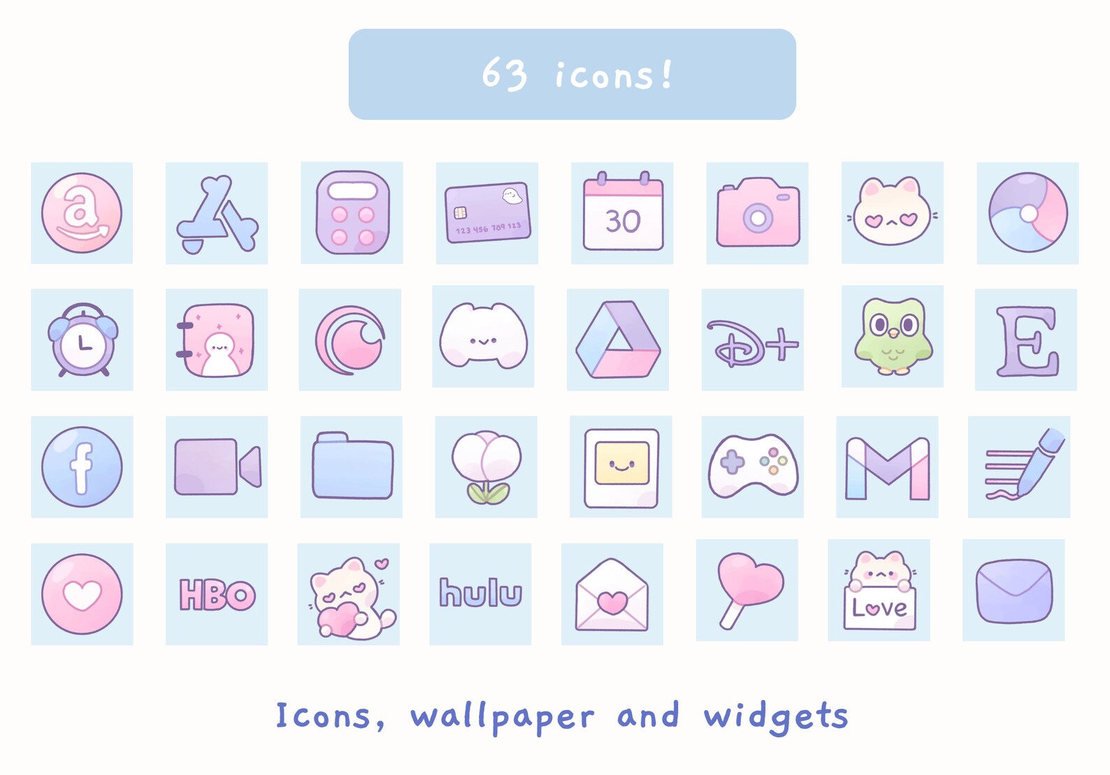 Love Letter Icon Pack Phone Theme Cute Wallpapers Ios & Android - Etsy