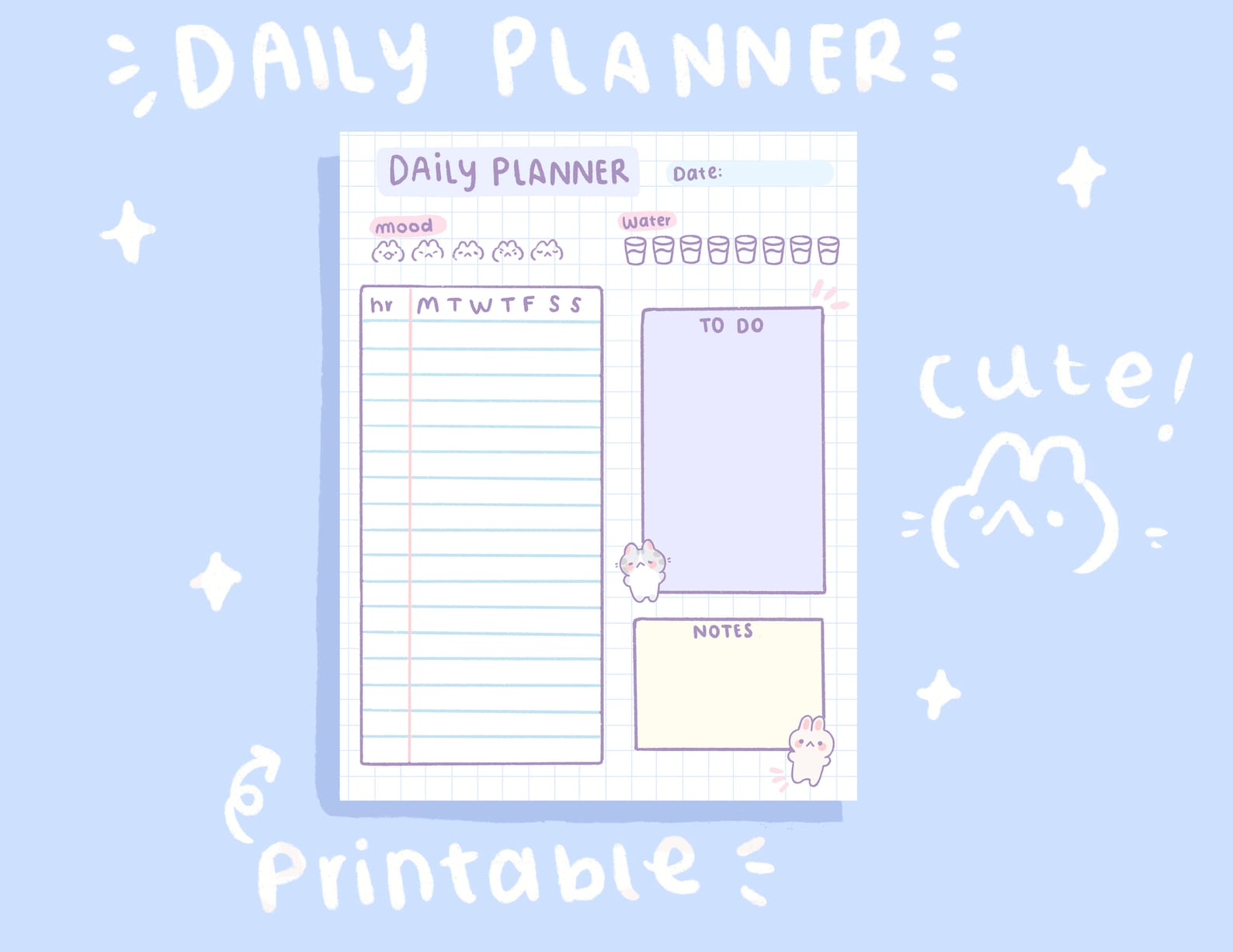 Cute Daily Planner Printable Stationery Instant Download - Etsy