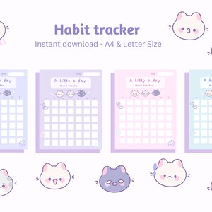 Cute Digital Habit Tracker | Mood Tracker | Digital Stickers | Cute ...