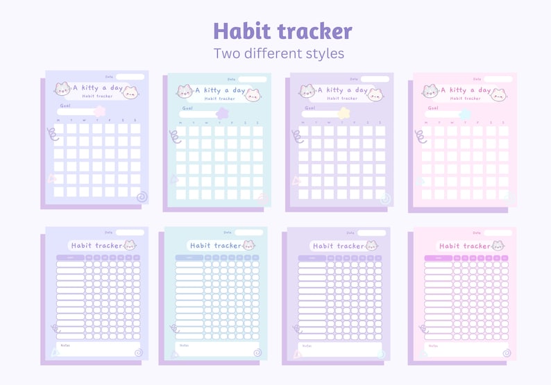 Cute Digital Habit Tracker | Mood Tracker | Digital Stickers | Cute ...
