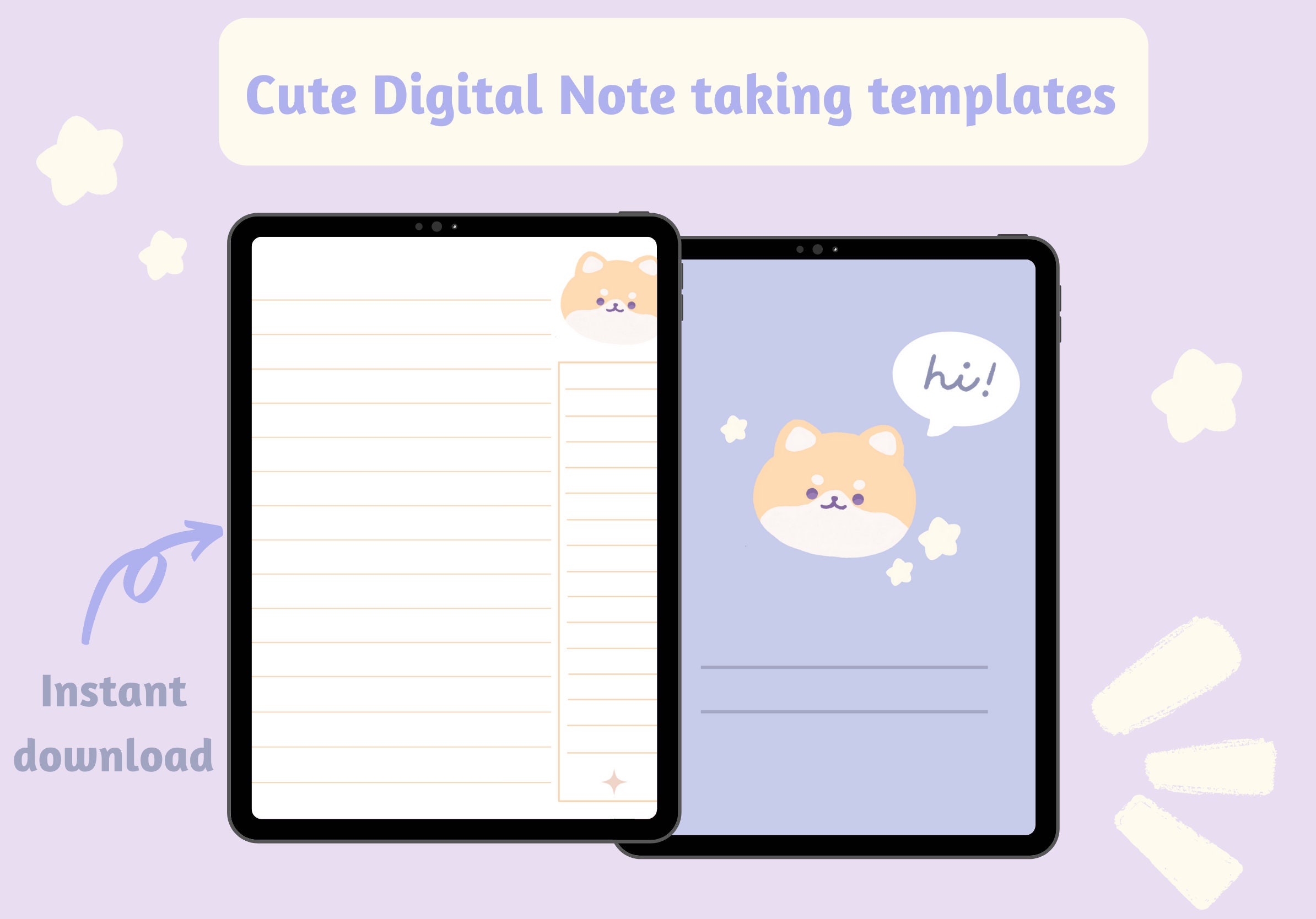 Cute Digital Note Taking Templates | Digital Paper, Student, College ...