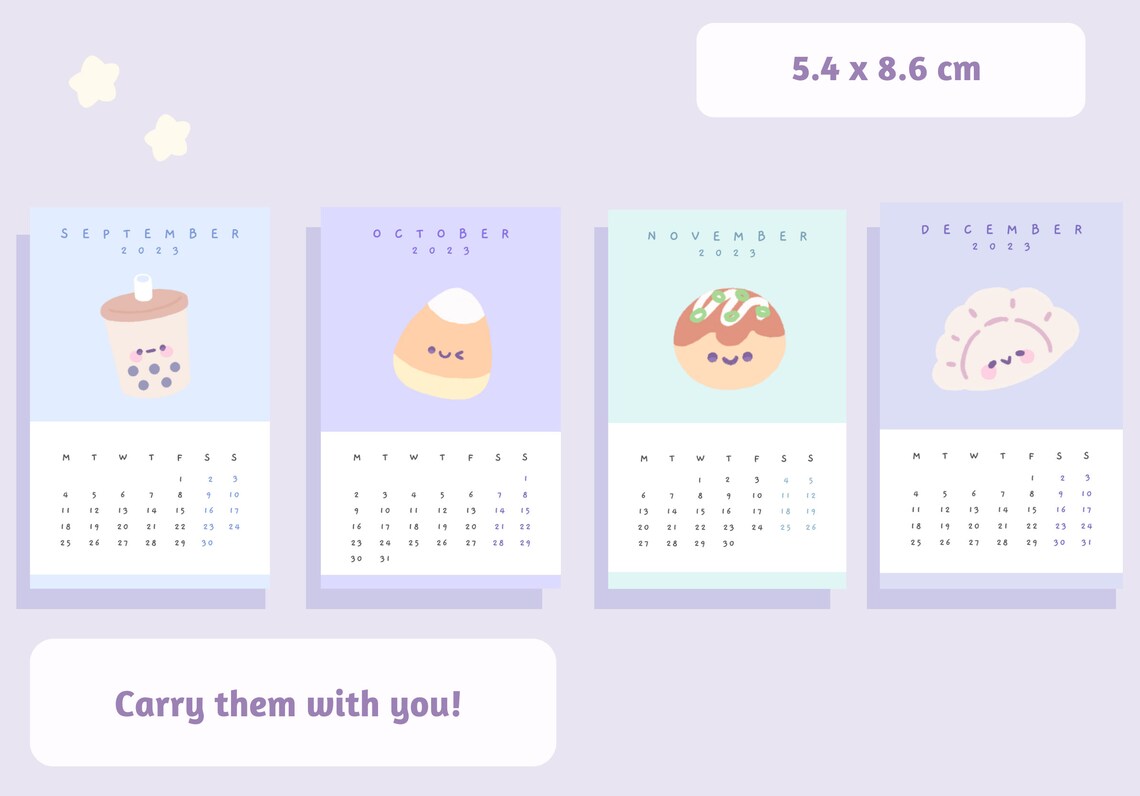 Mini Calendar 2023 Polaroid Size Cute Calendar Instant Download - Etsy