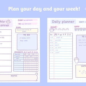 Cute Daily & Weekly Planner | Printable Stationery | Instant Download ...