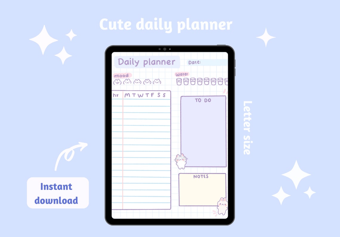 Cute Daily Planner Printable Stationery Instant Download - Etsy