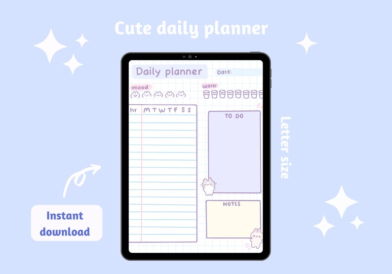 Cute Daily Planner Printable Stationery Instant Download - Etsy
