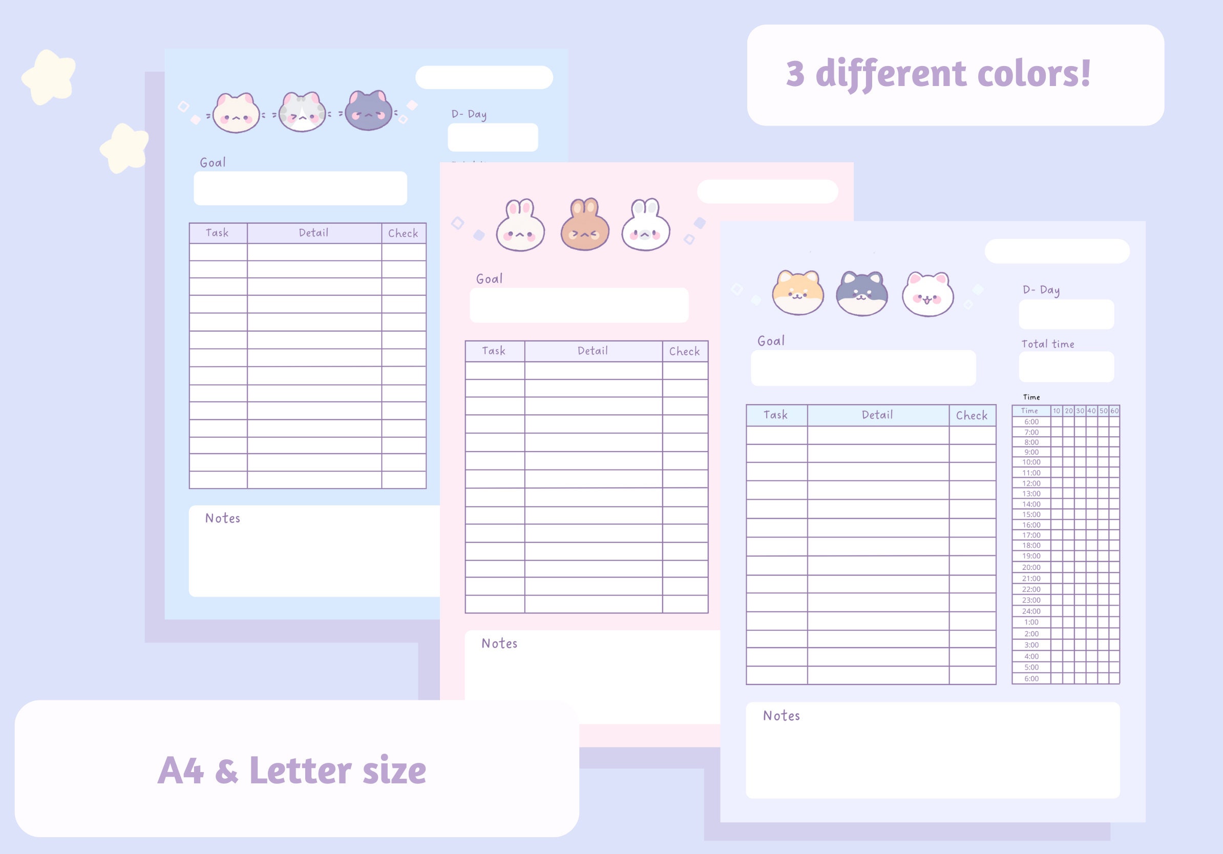 Cute Daily Study Planner | Time Tracker (digital Download) - Etsy