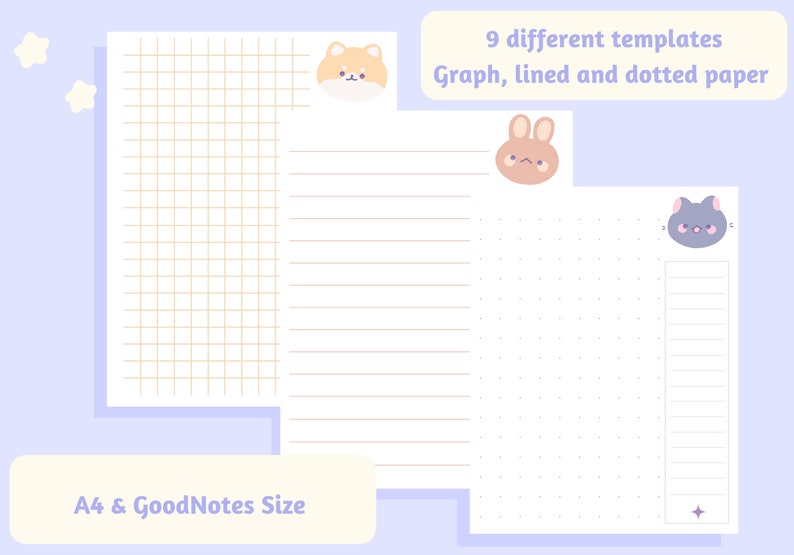 Cute Digital Note Paper | A4 & Goodnotes Templates (instant Download ...