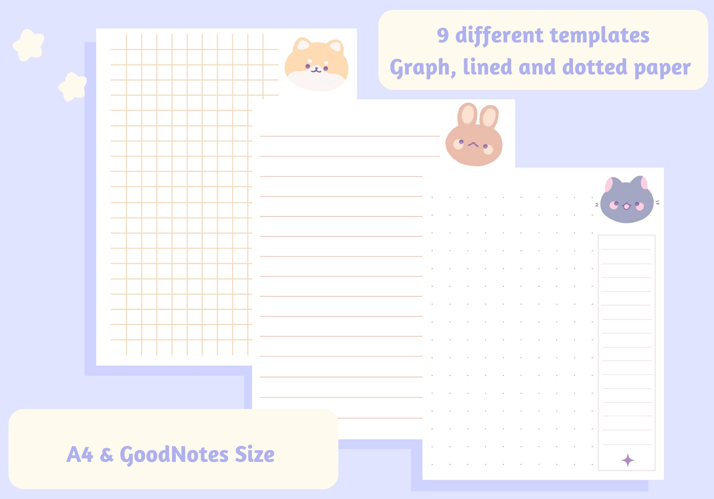 Cute Digital Note Paper | A4 & Goodnotes Templates (instant Download ...