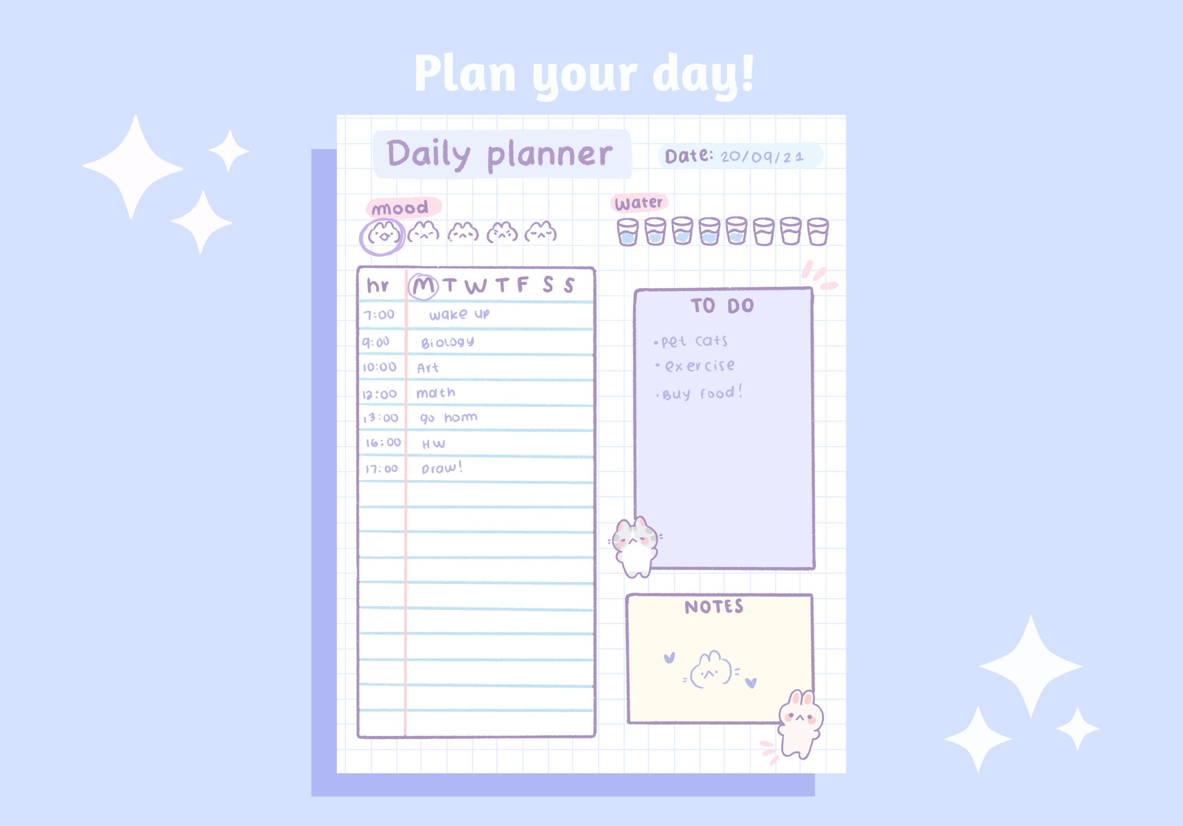 Cute Daily Planner Printable Stationery Instant Download - Etsy