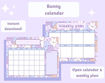 Cute Digital Strawberry Set Open Calendar Weekly Planner Memo Sheets ...