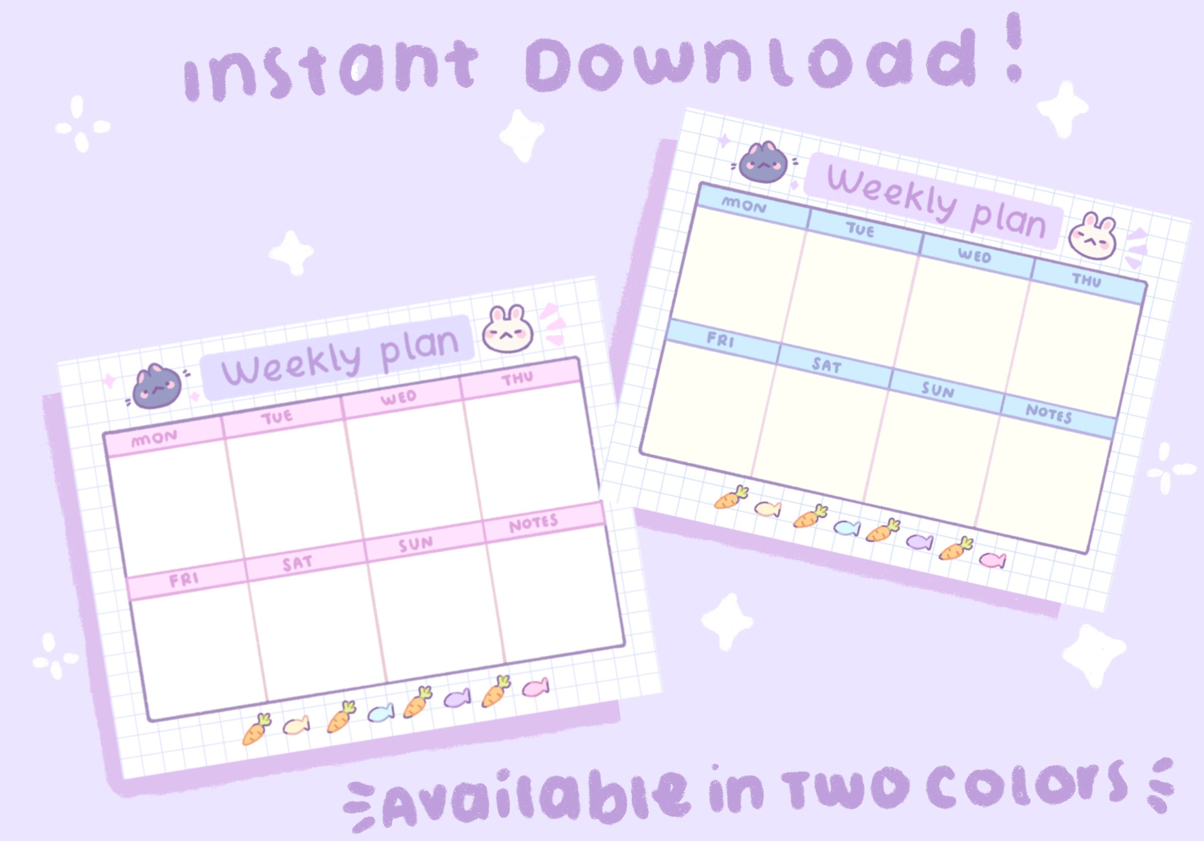 Cute Weekly Planner | Printable Stationery | Instant Download | - Etsy