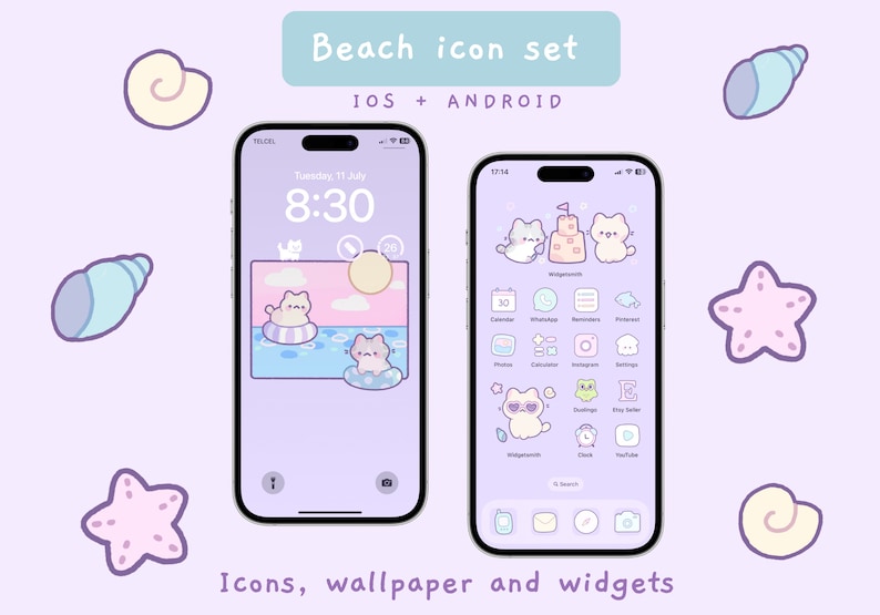 Pastel Beach App Icons and Wallpaper | Ios and Android Theme (digital ...