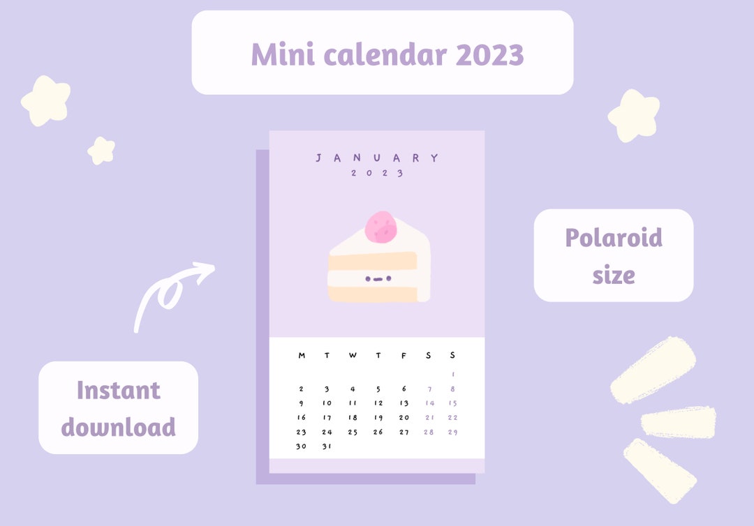 Mini Calendar 2023 Polaroid Size Cute Calendar Instant Download - Etsy
