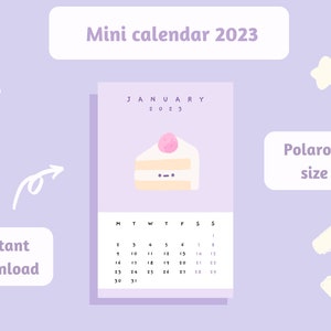 Mini Calendar 2023 Polaroid Size Cute Calendar Instant Download - Etsy
