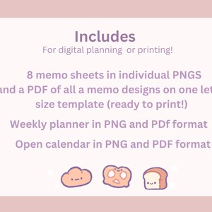Cute Digital Bread Set | Open Calendar | Weekly Planner | Memo Sheets ...